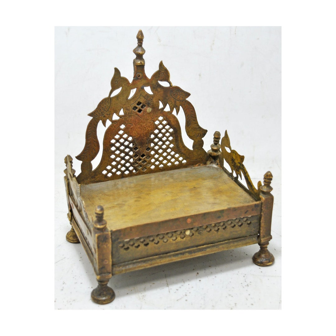 Antique Brass Puja Worship Pedestal Temple Original Old Hand Crafted ...