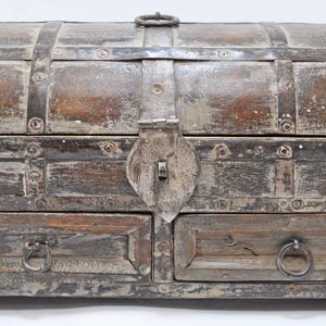 Vintage Wooden Half Round Top Storage Box Original Old Hand Crafted ...