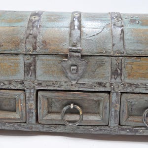 Vintage Wooden Half Round Top Storage Box Original Old Hand Crafted ...