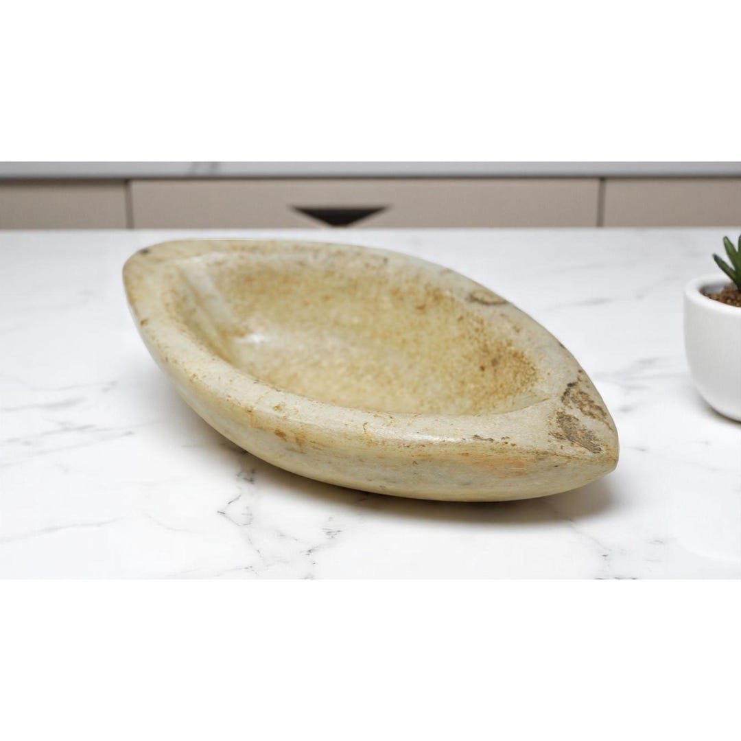 Antique White Marble Oval Kharal Bowl Original Old Hand Carved - Etsy