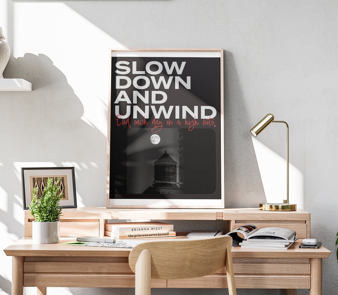 Moon Graphic Print, Unwind Print, Calming Nighttime Print, Print ...