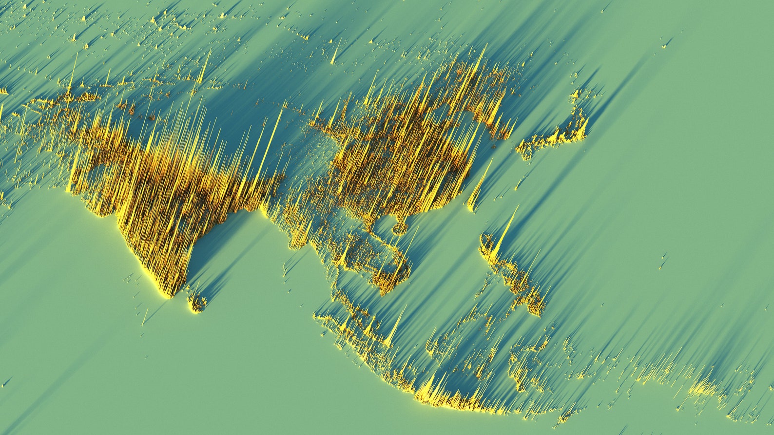 Global Population Density Spike Map colour | Etsy Ireland