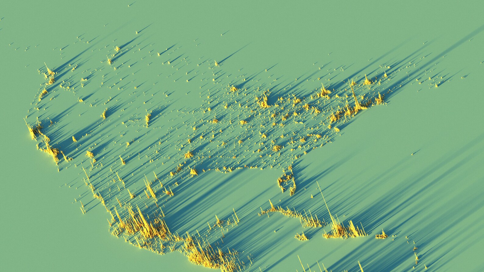 Global Population Density Spike Map colour - Etsy UK
