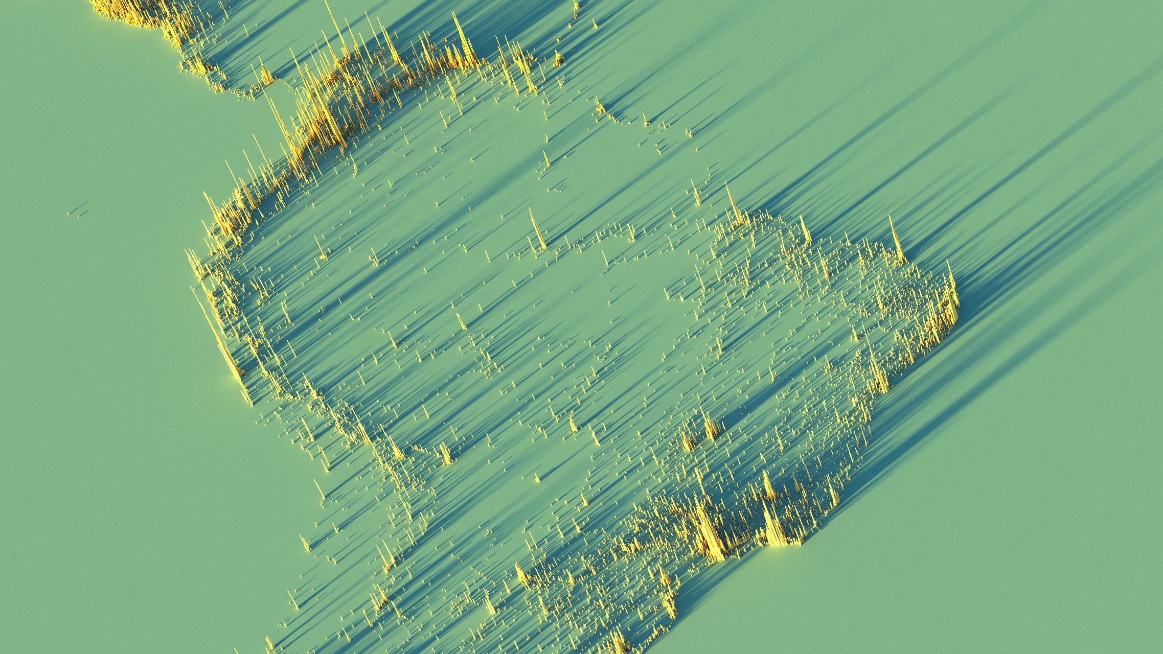 Global Population Density Spike Map Colour | Etsy