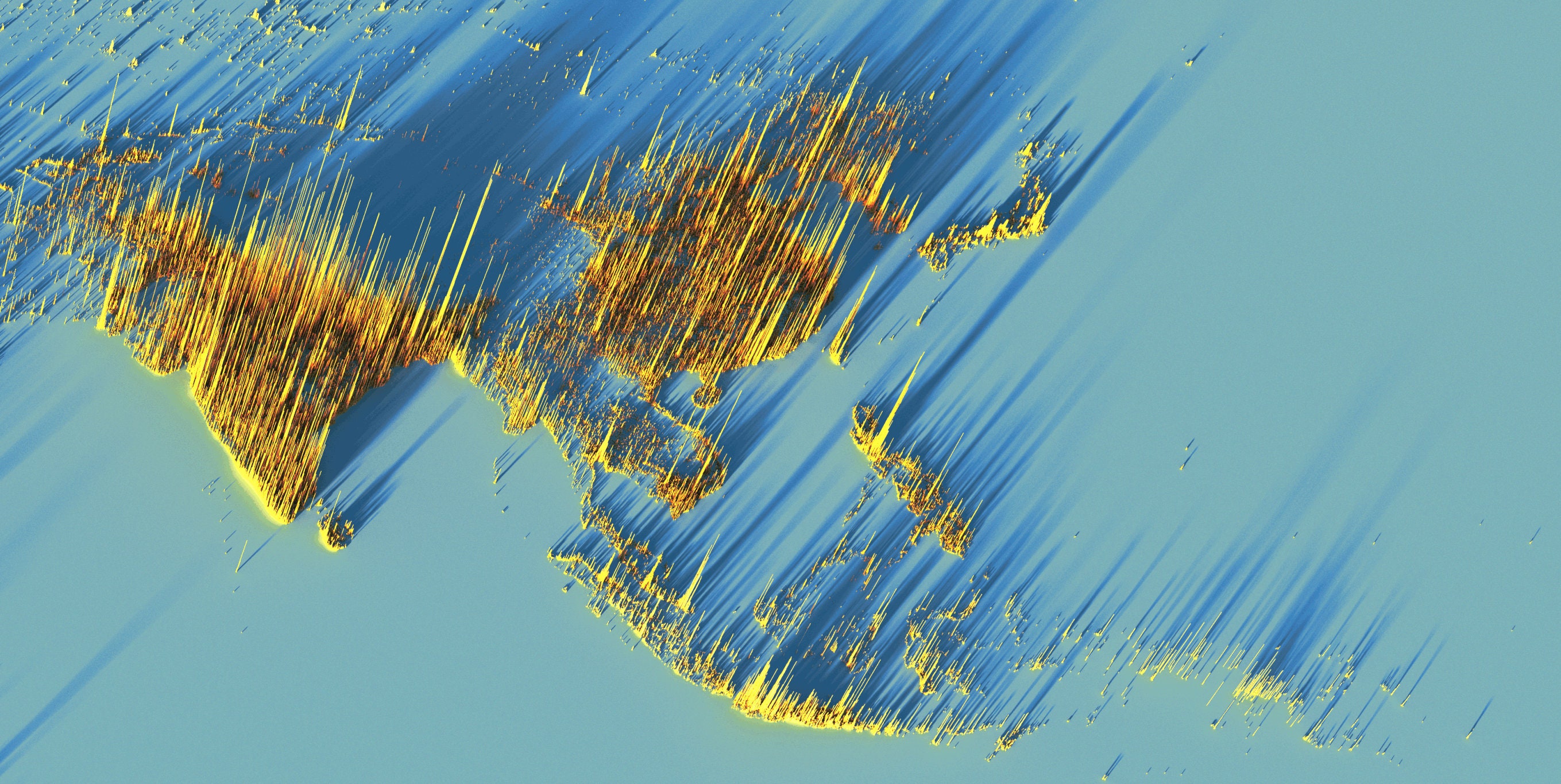 Digital Download of Global Population Density Spike Map blue - Etsy UK