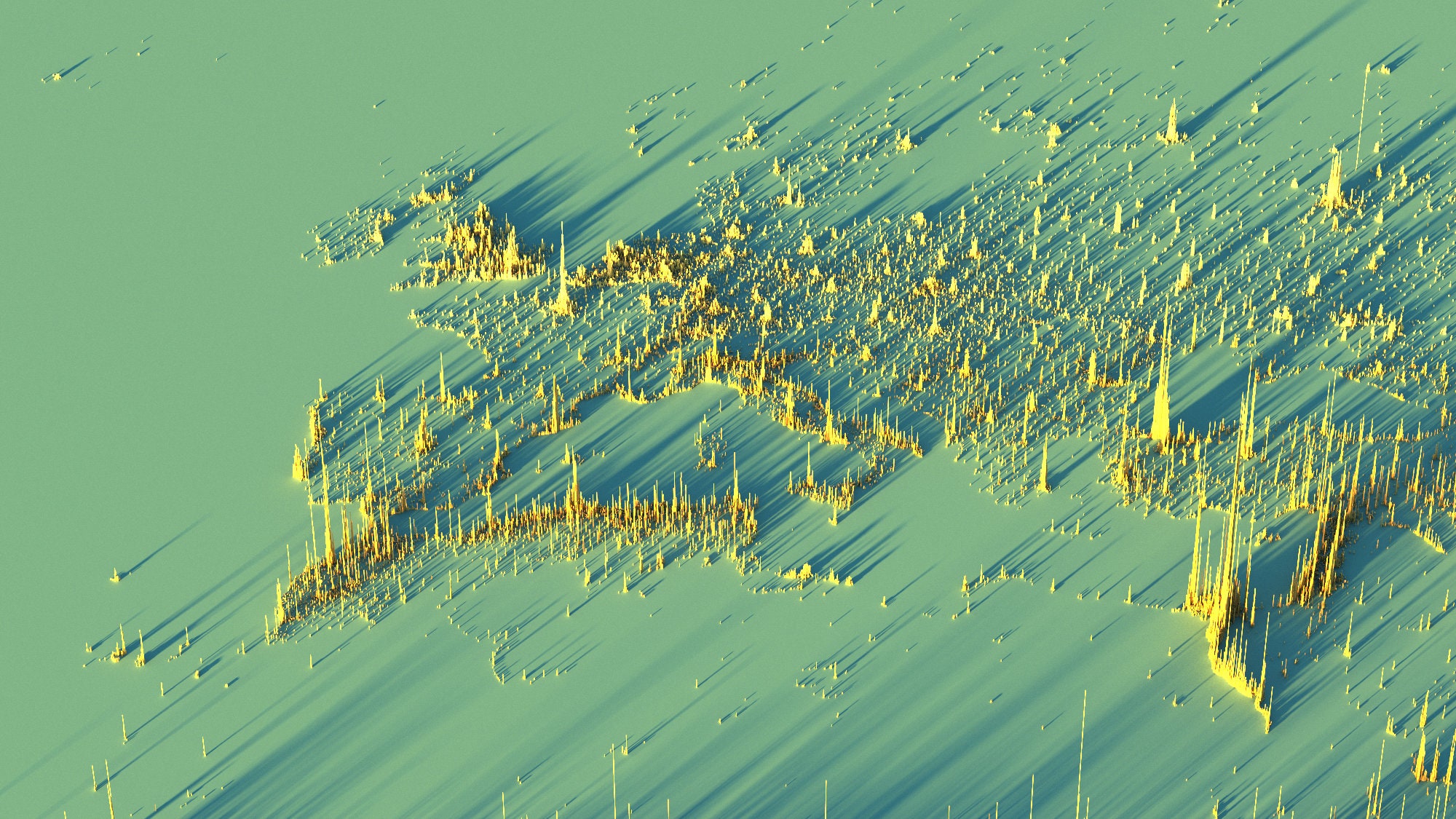 Global Population Density Spike Map colour - Etsy UK