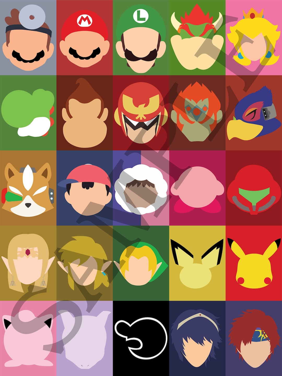 Super Smash Bros Melee - 25 Character Roster Poster Digital Download - Etsy
