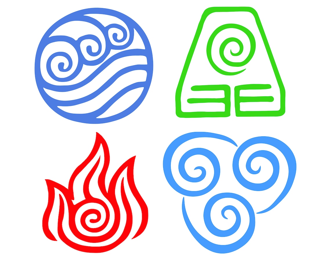 Avatar the Last Airbender 4 Nations Symbols Colored - Etsy