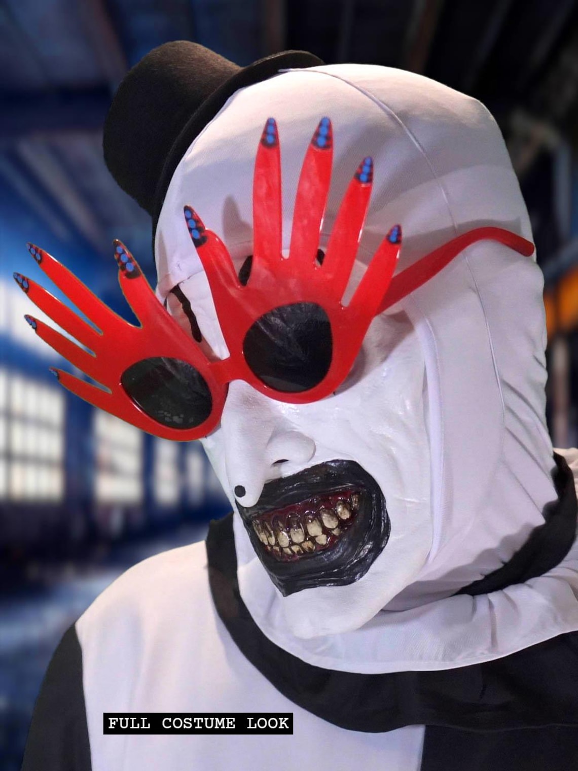 Terrifying Mime Clown Red Claw Sunglasses – Killer Clown Horror Costume ...