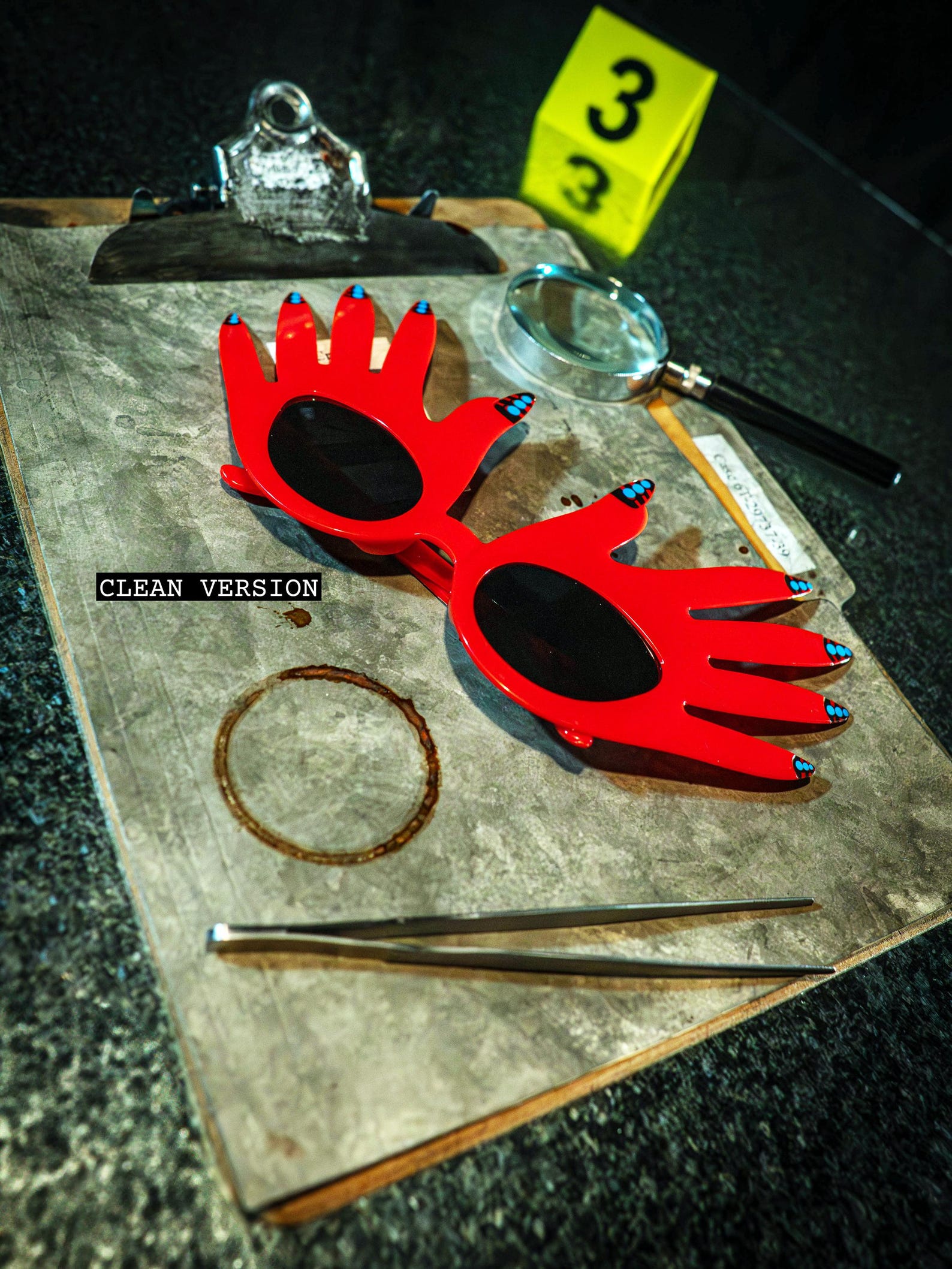 Terrifying Mime Clown Red Claw Sunglasses – Killer Clown Horror Costume ...