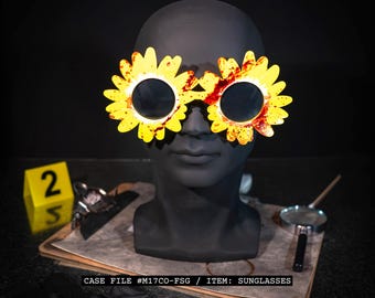 Terrifying Mime Clown Flower Sunglasses – Scary Yellow Flower Glasses ...