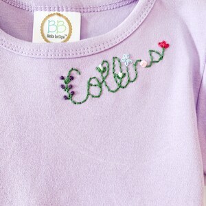 Shoulder Stitched Floral Hand Embroidered T-shirt, Toddler Personalized ...