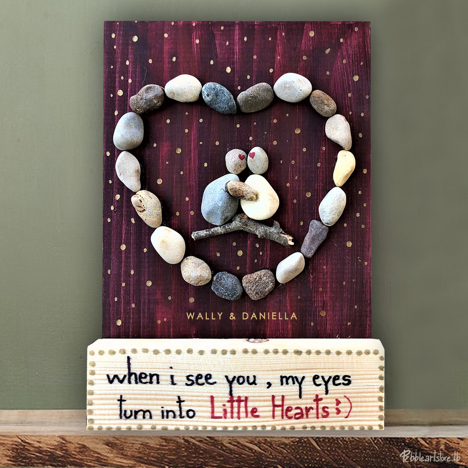 Pebble Art Couple Inside a Heart, Valentines Gift, Pebble Art Friends ...