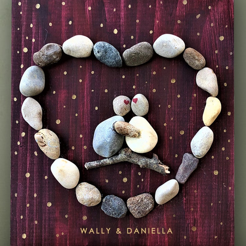 Pebble Art Couple Inside a Heart, Valentines Gift, Pebble Art Friends ...