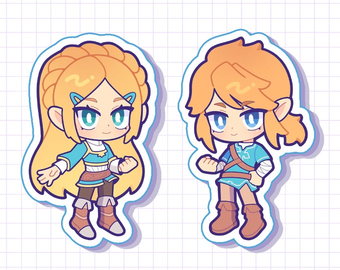 BOTW School Days Zelda & Link Small Gold Stickers / Legend of Zelda ...