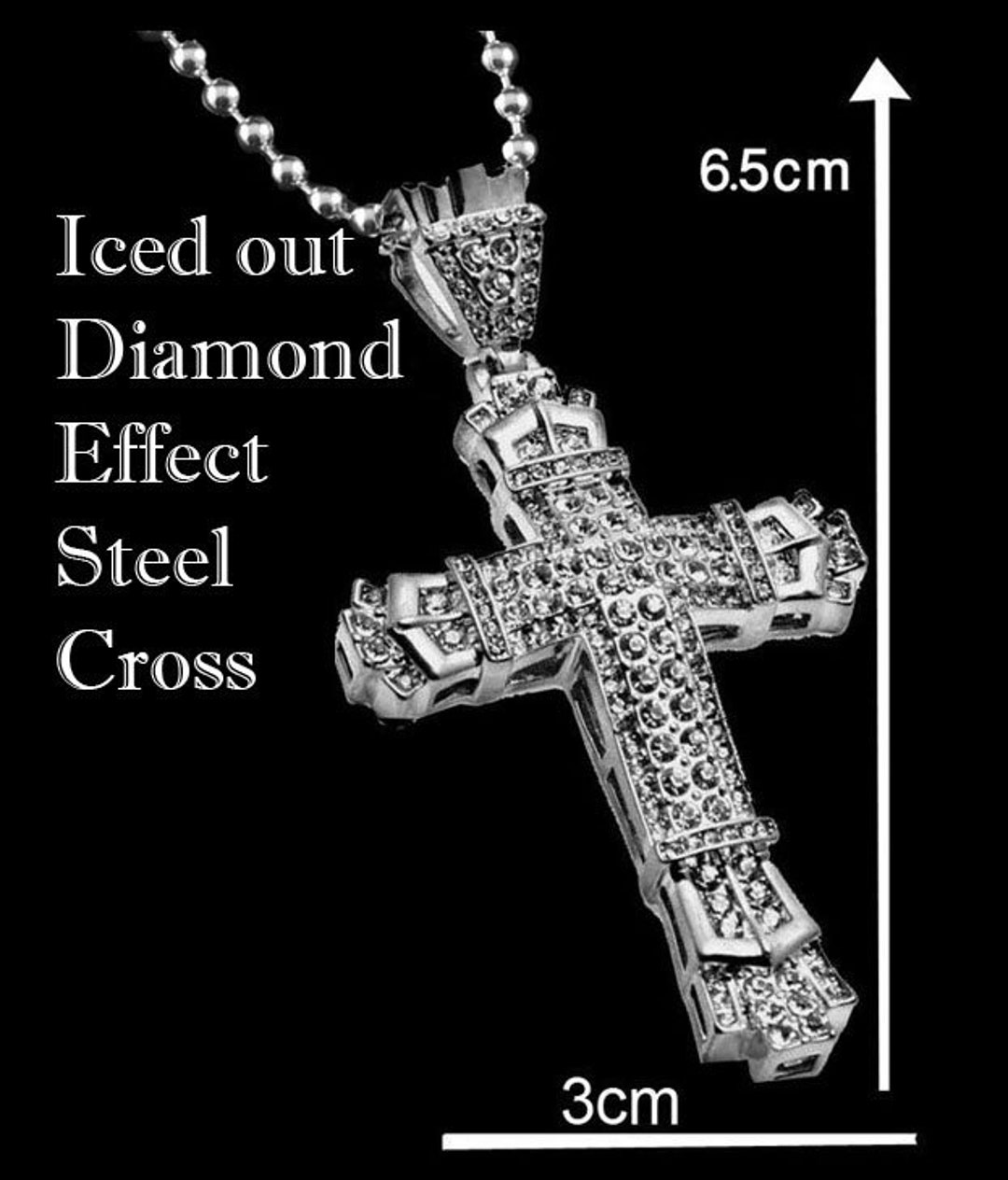 Cross and Chain Iced Out Bling Effect - Etsy