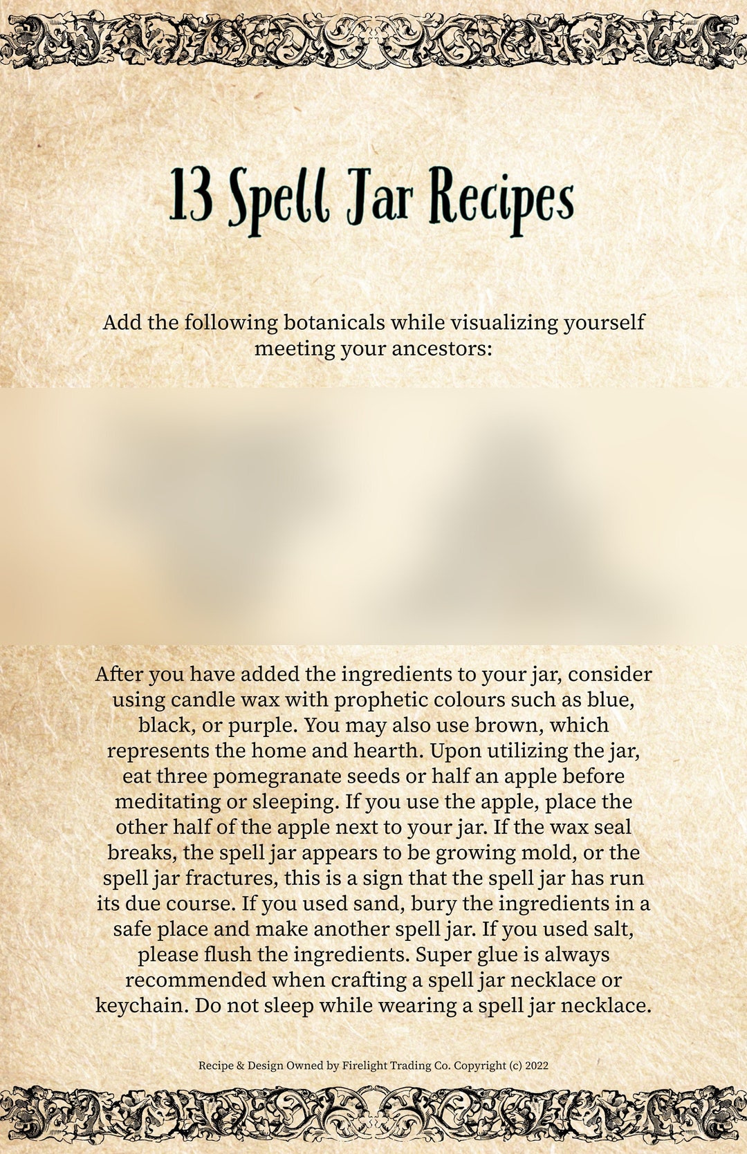 13 Spell Jar Recipes Digital Download | Grimoire Book of Shadow Pages ...