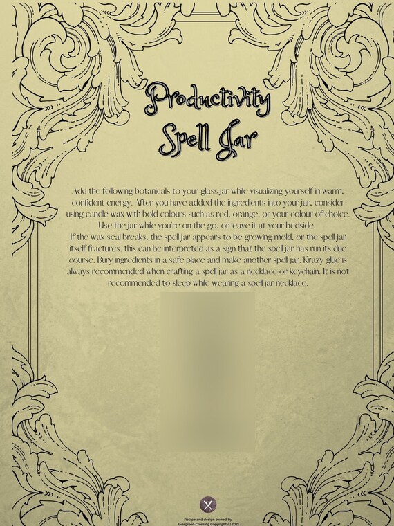 Productivity Spell Jar Recipe | Etsy