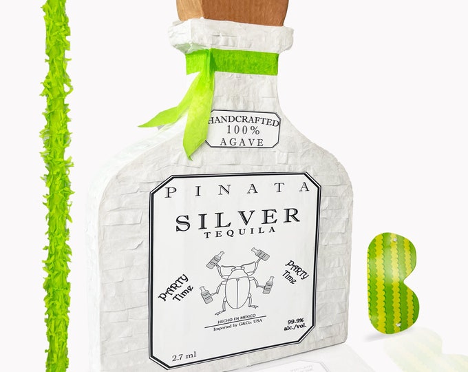 Tequila Bottle Pinata Set 24"x14"x3" Includes Stick and Blindfold ...