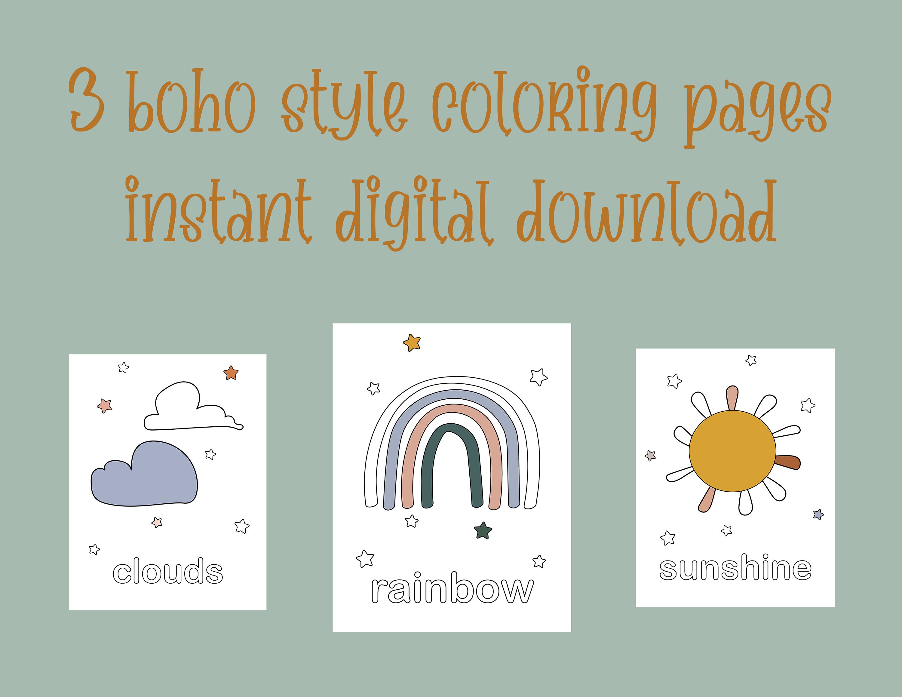 Instant Download Kids Coloring Pages, Boho Style Coloring Pages ...