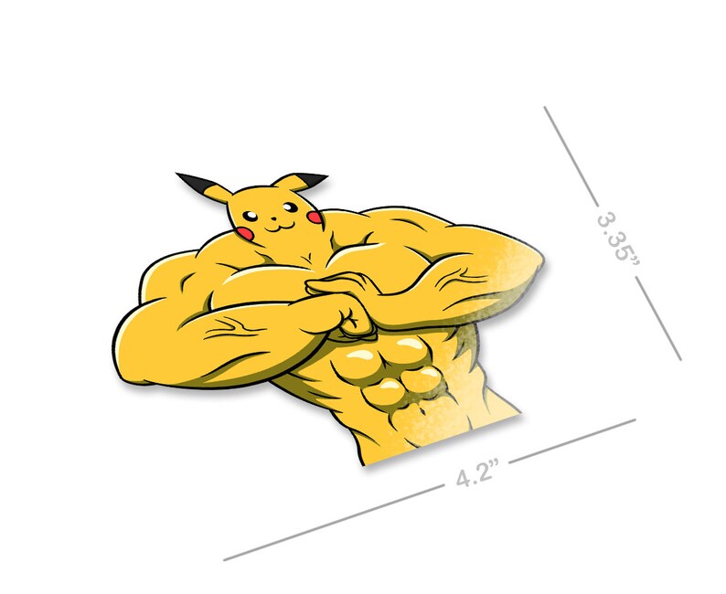 Macho Pikachu Sticker (gloss/holo) - Etsy