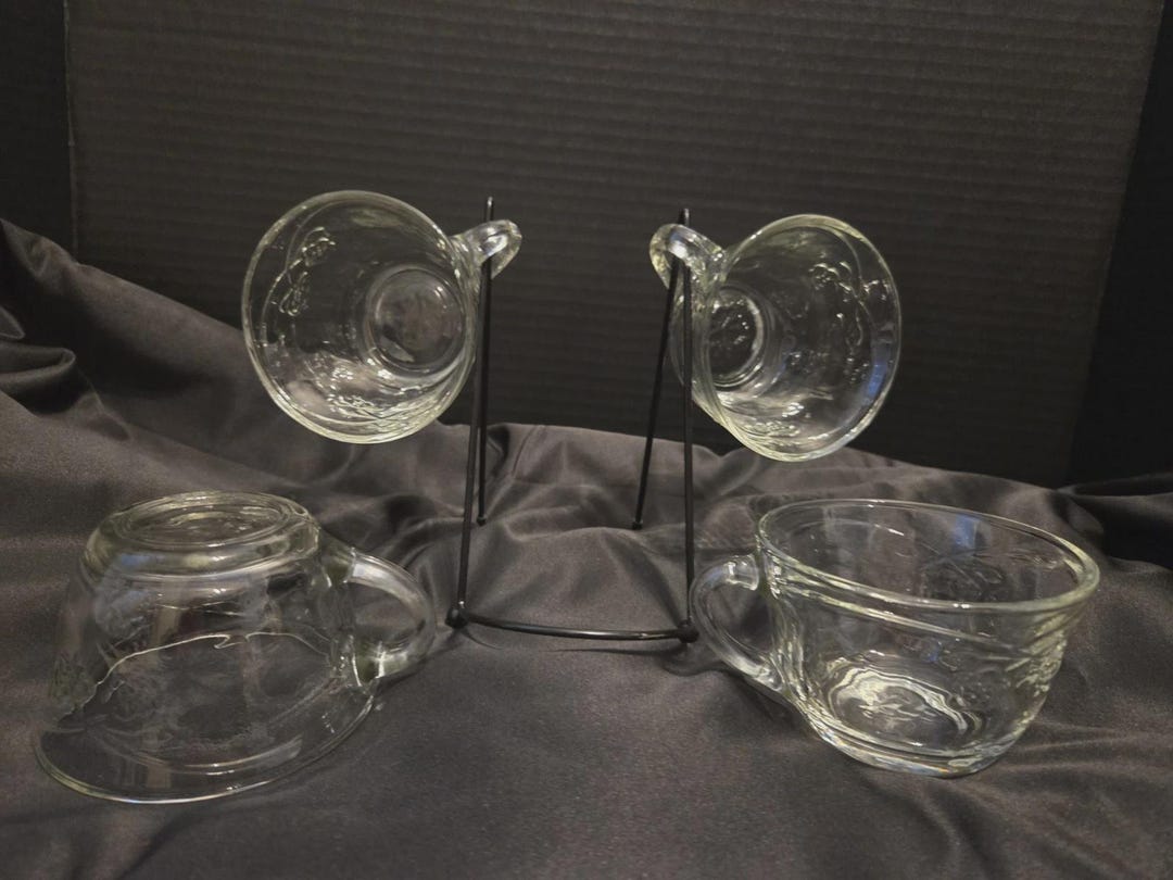 Anchor Hocking Savannah Flower Pattern Punch or Coffee Cups Set of Four ...