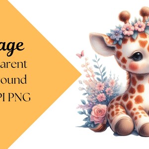 Watercolor Baby Giraffe Animal Clipart | Safari Jungle Clipart ...