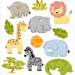 Safari Animals Clip art, Set collection, vector art, digital file, png ...