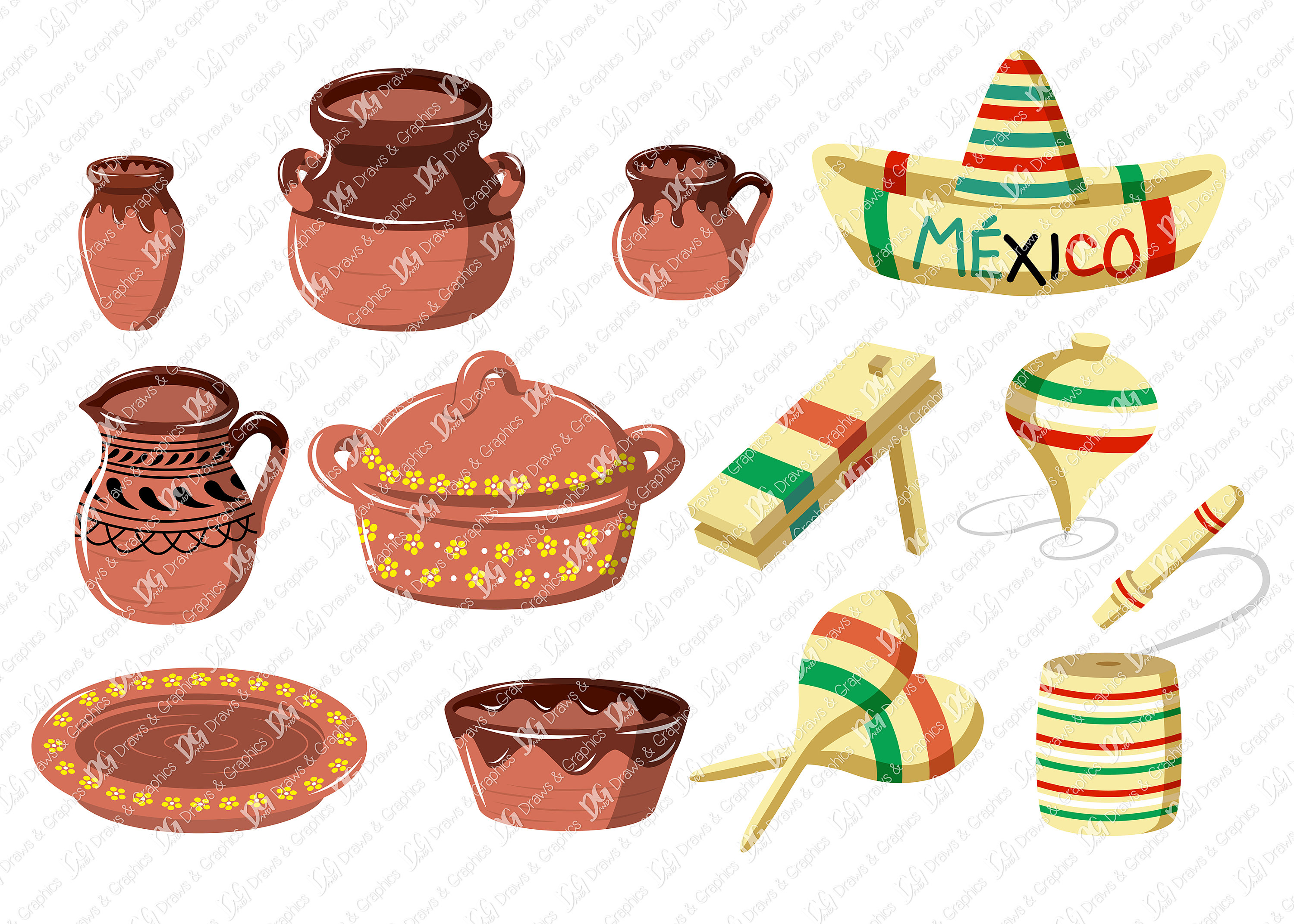Artesanía Mexicana Clip art Set collection vector art - Etsy España