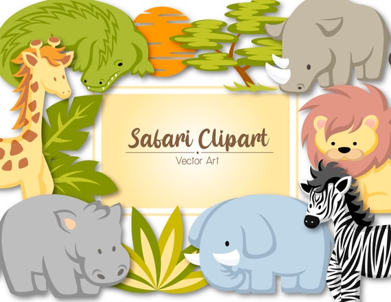 Safari Animals Clip Art Set Collection Vector Art Digital - Etsy