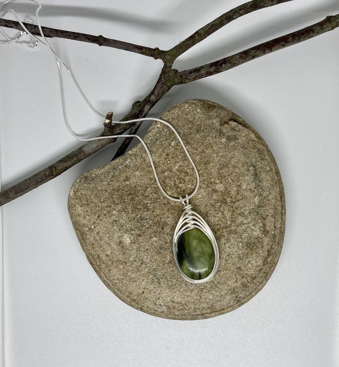 Genuine Irish Connemara Marble Pendant, Green Marble Necklace, Necklace ...