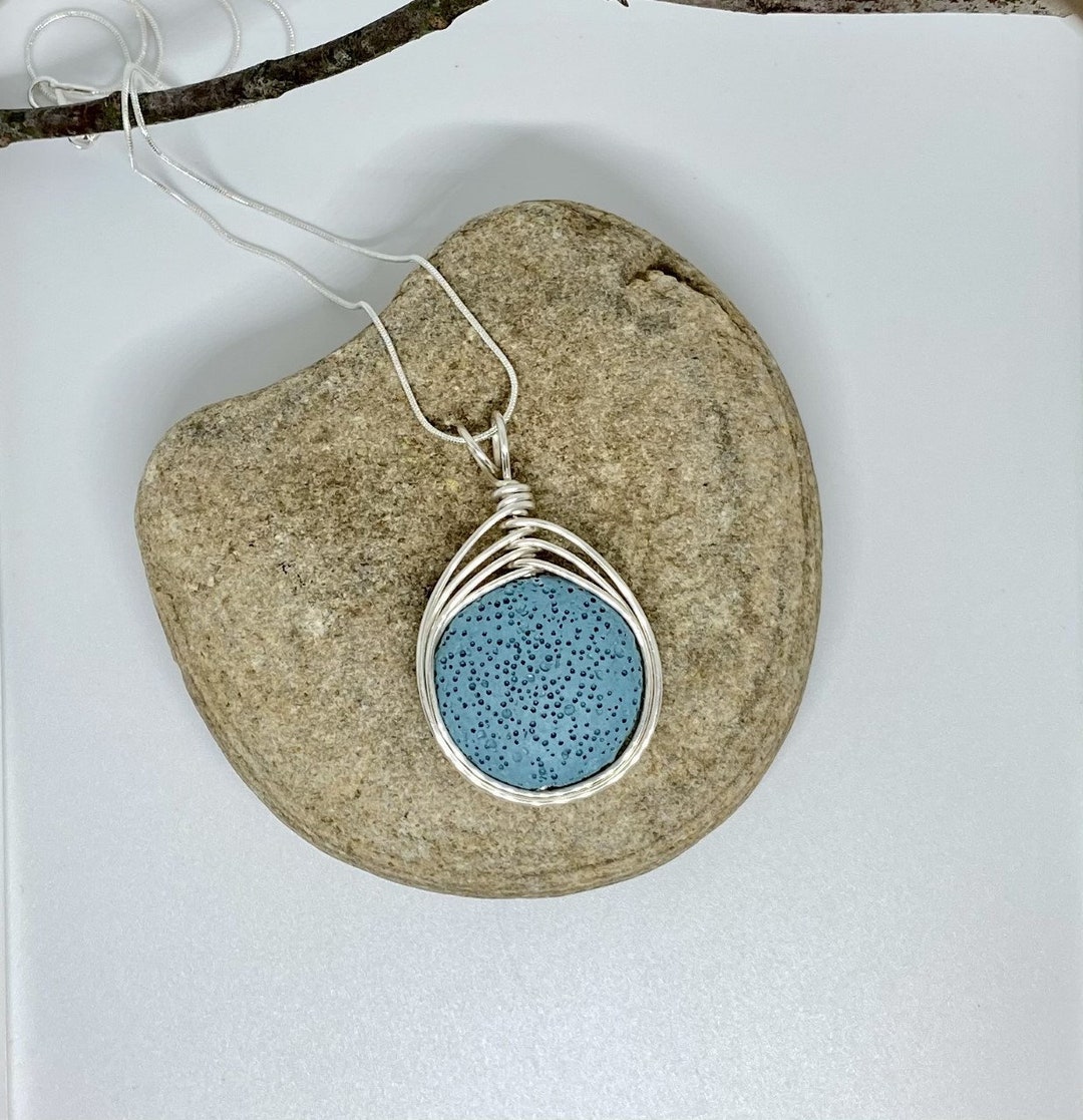 Blue Lava Stone Essential Oil Diffuser, Aromatherapy Necklace, Lava ...