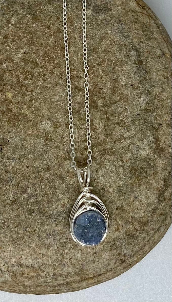 Blue Druzy Quartz Jewelry Set Druzy Quartz Pendant Earrings - Etsy