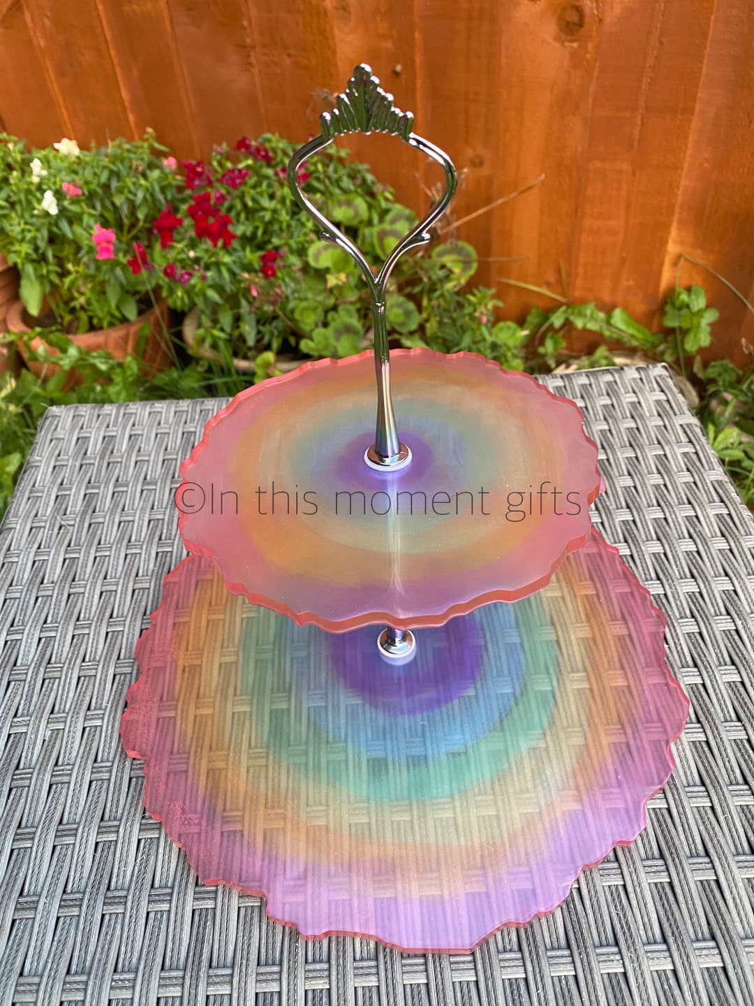 2 Tier Bright and Beautiful Rainbow Cake Stand Perfect Unique - Etsy