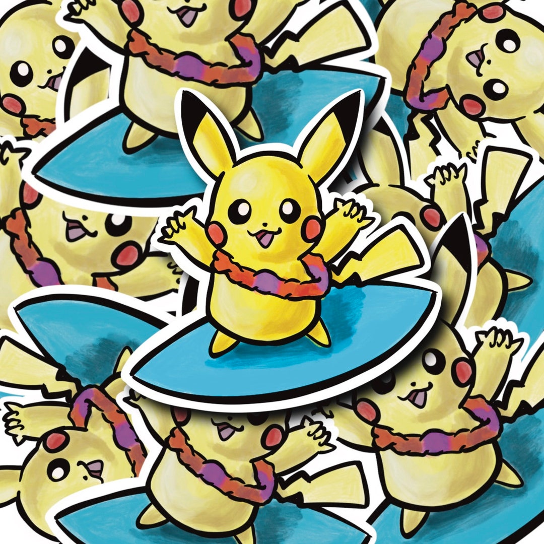 Surfing Pikachu Sticker - Etsy