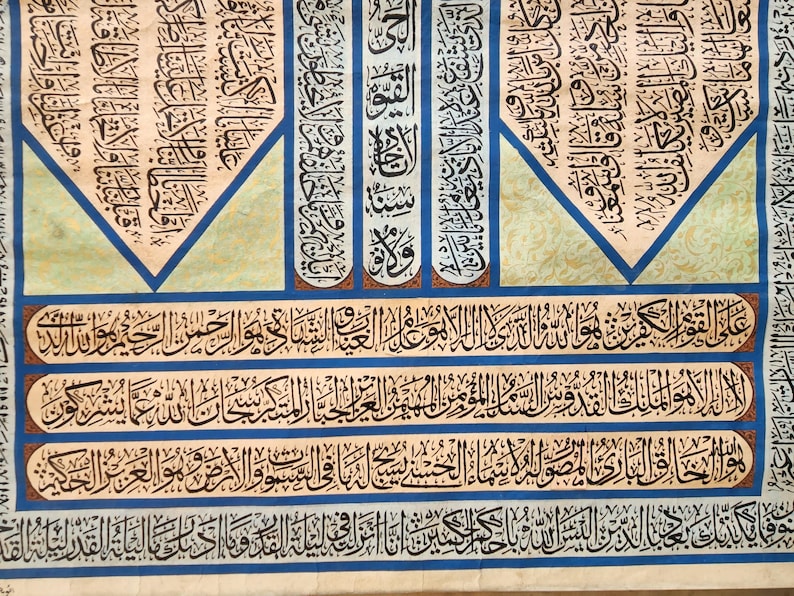Islamic Ottoman HANDWRITTEN Calligraphy Panel Manuscript Inscribed ...
