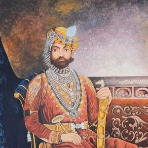 Very Rare Sikh Hand Painted Photograph of Maharaja Sawai Bhawani Singh ...