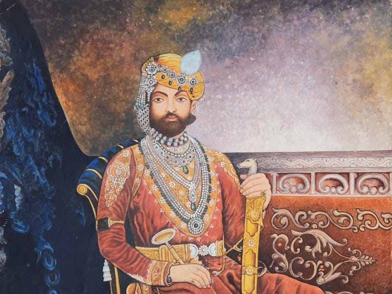 Very Rare Sikh Hand Painted Photograph of Maharaja Sawai Bhawani Singh ...