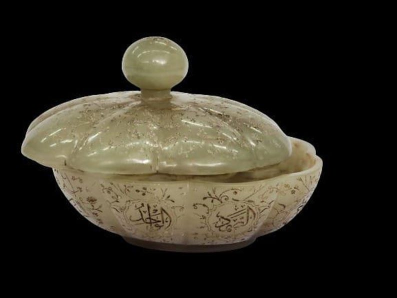 Rare Islamic Mughal Handengraved Stone Box Inscribed With Quran Verses ...