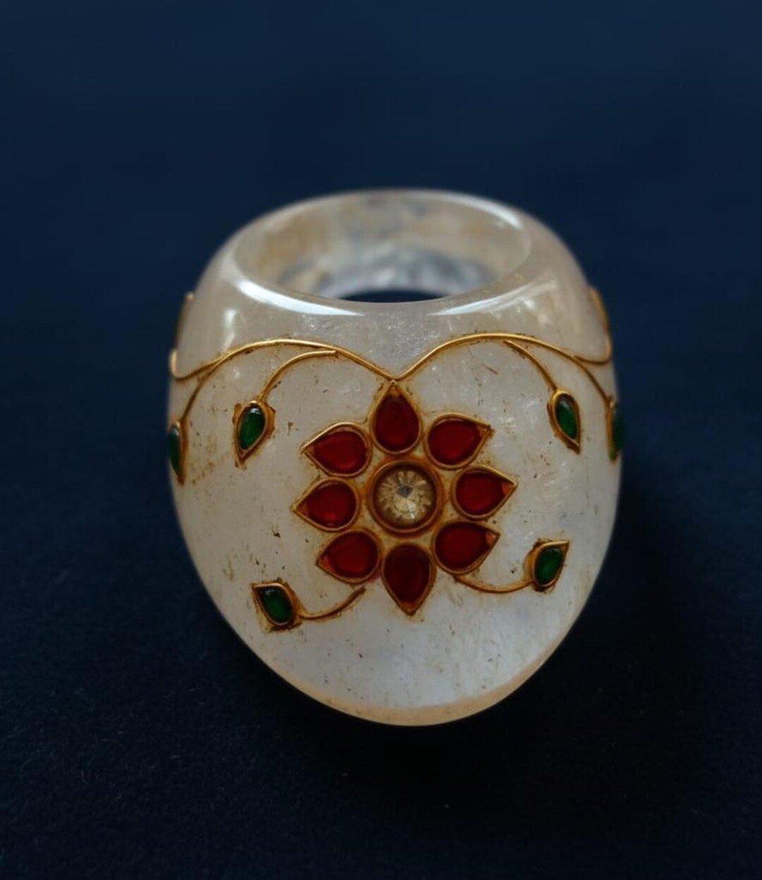 Rare Islamic Mughal Handmade Jade Stone Archer Ring Studded With ...