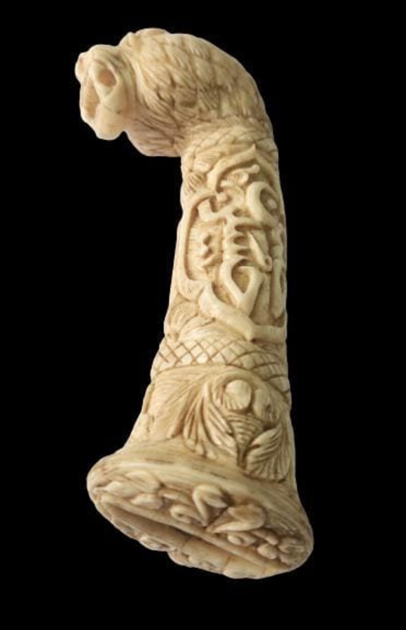 Antique Islamic Mughal Handmade Dagger Handle of Camel Bone Depecting ...