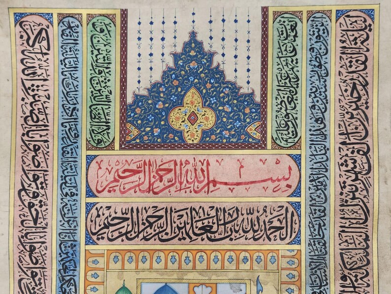 Islamic Ottoman HANDWRITTEN Calligraphy Panel Manuscript Inscribed ...