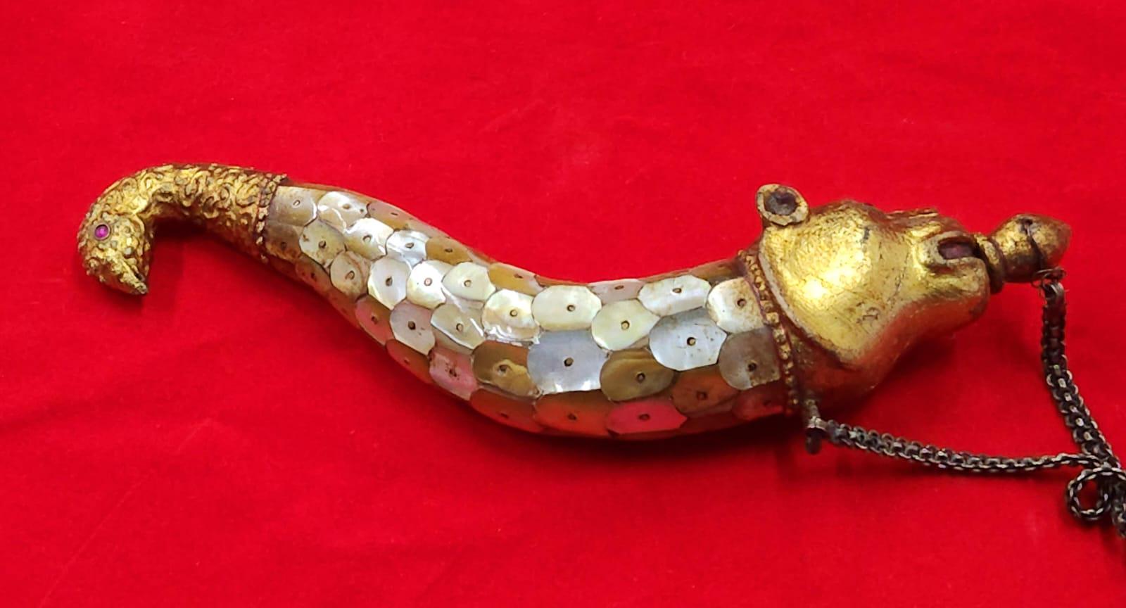 Rare Mughal Islamic Mother of Pearl -veneered Dragon Face Flask ...