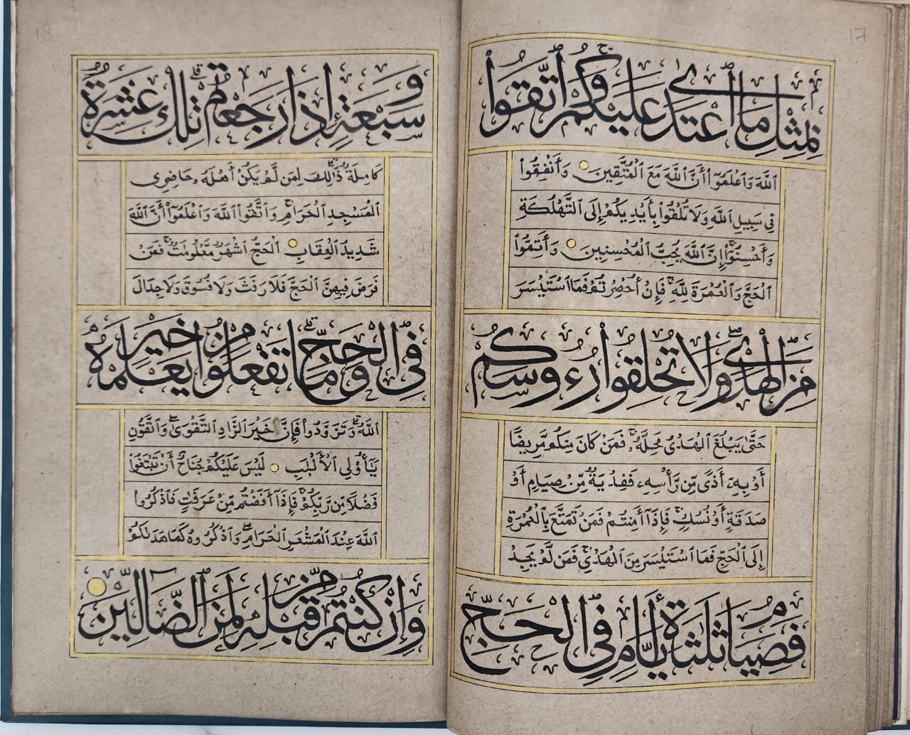 Highly Illuminated Islamic Ottoman Handwritten Quran Juz in Thuluth ...