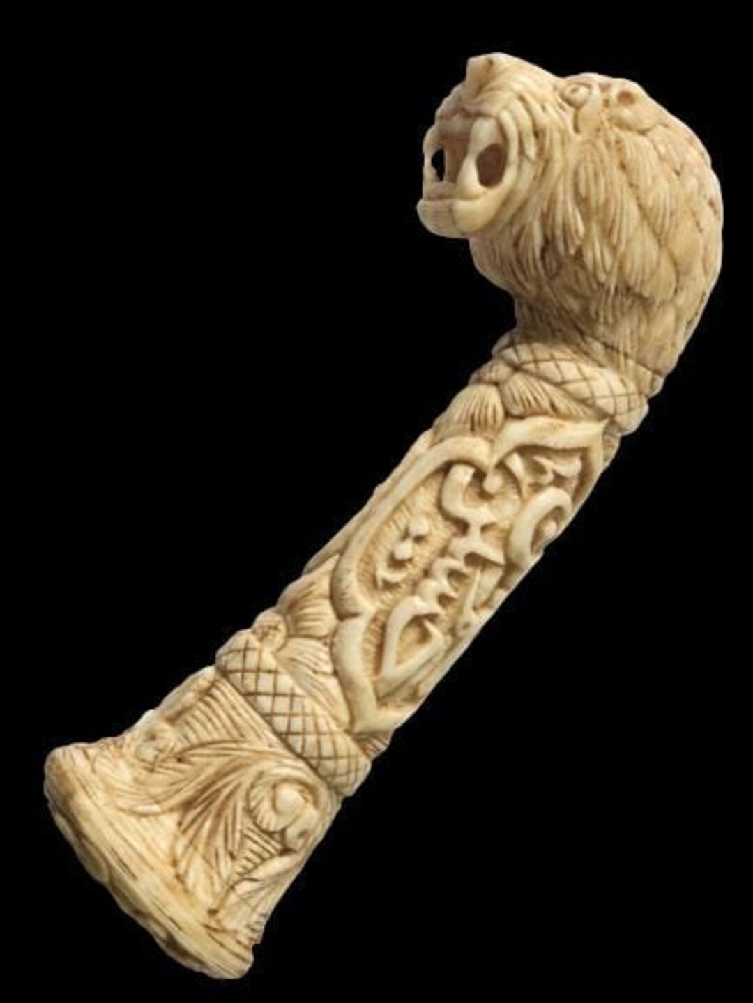 Antique Islamic Mughal Handmade Dagger Handle of Camel Bone Depecting ...