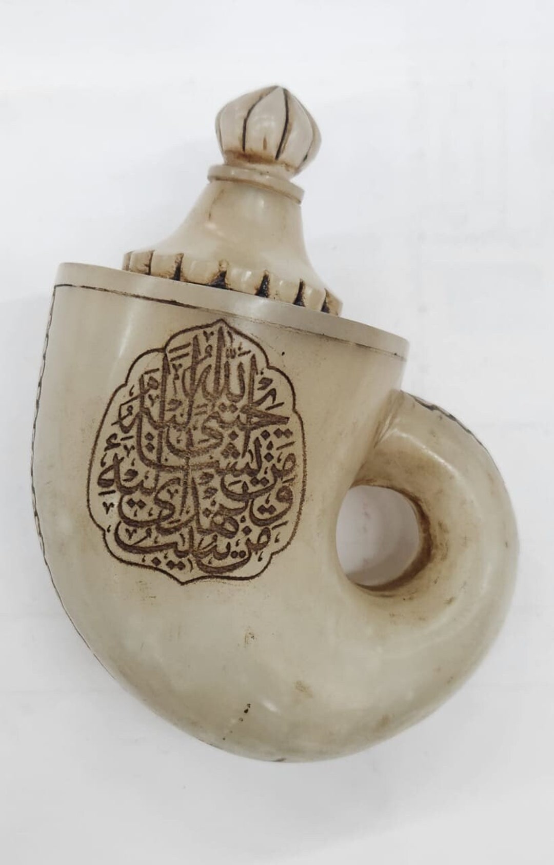 Rare Islamic Mughal Handmade Jade Stone Gunpowder Flask Inscribed Quran ...