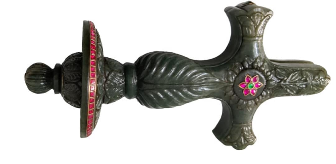 Mughal Style Handmade Jade Dagger Handle Studded With Precious Stones ...