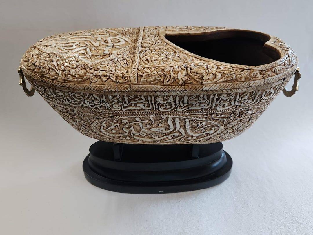 Rare Islamic Ottoman Sufis Handmade Camel Bone Kashkul Inscribed Quran ...