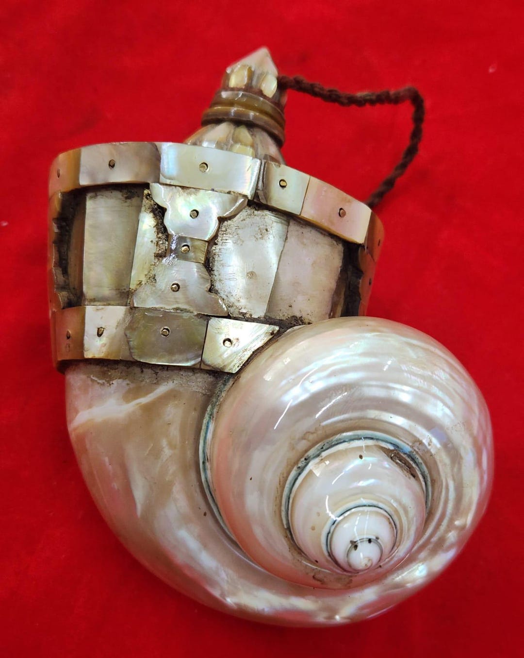 Rare Mughal Islami Mother of Pearl Veneered Turbo Shell Powder Flask ...