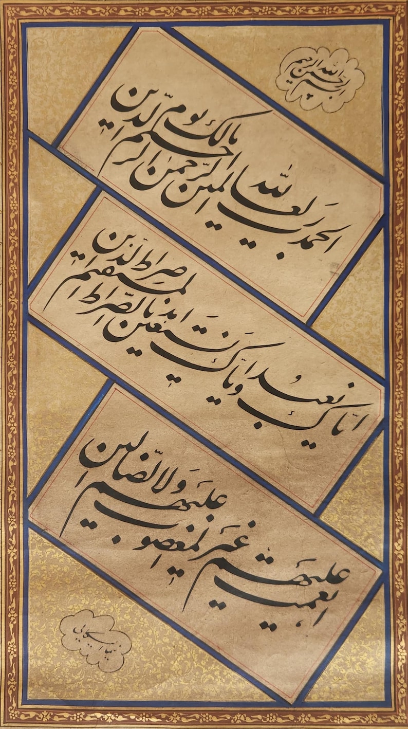 Persian HANDWRITTEN Calligraphy Panel Manuscript Inscribed Poetry in ...